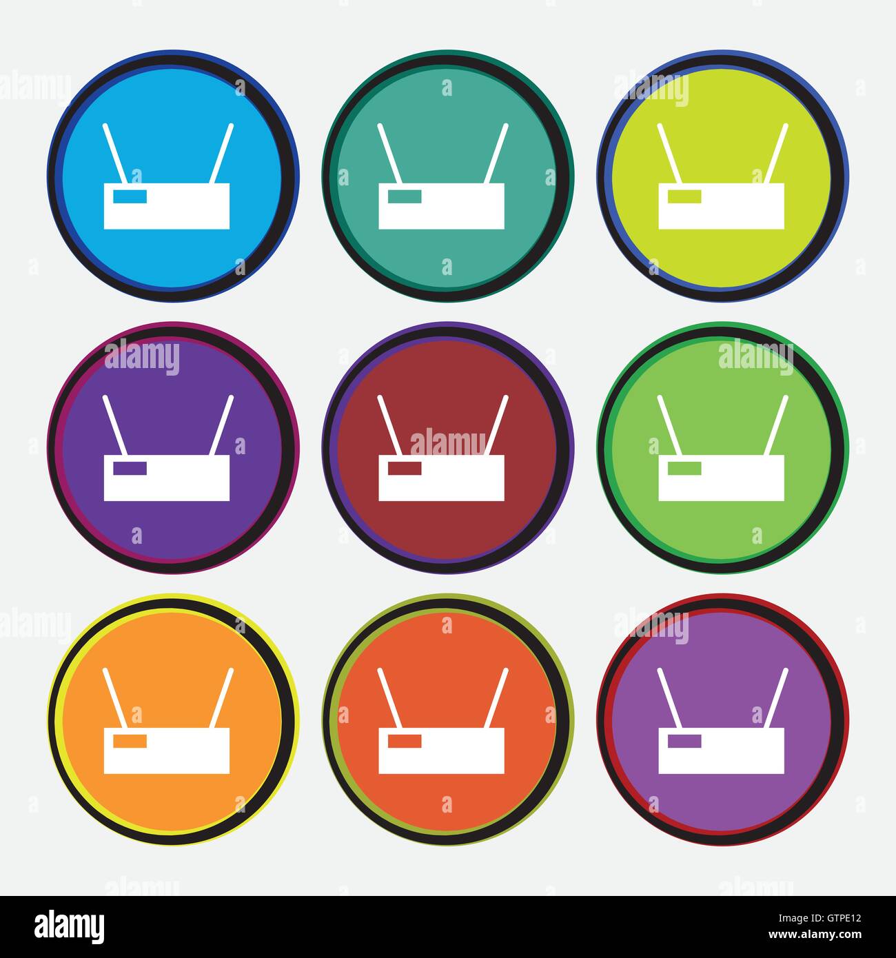 Wi-Fi Icon sign. Nine multi colored round buttons. Vector Stock Vector ...