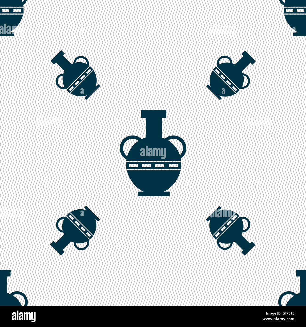 Amphora icon sign. Seamless pattern with geometric texture. Vector ...