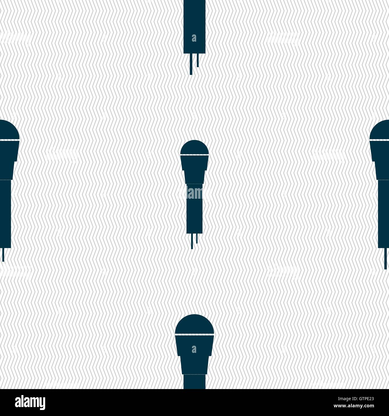 Microphone Icon sign. Seamless pattern with geometric texture. Vector ...