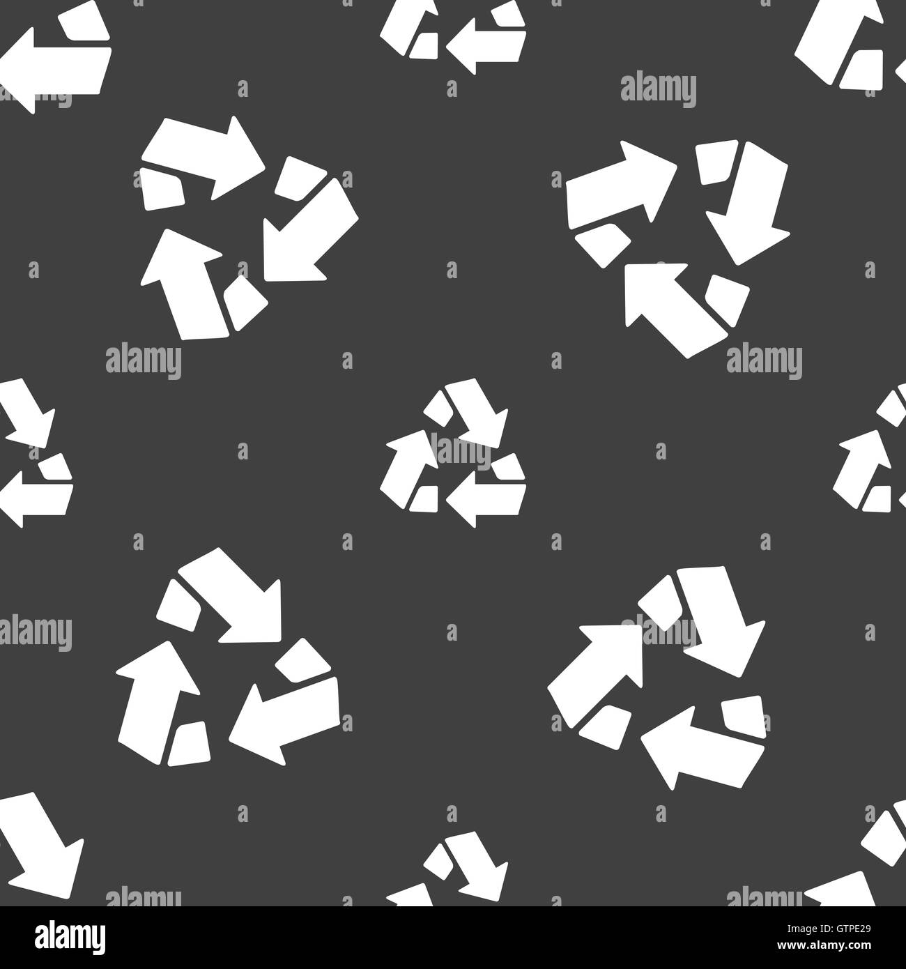 Recycle icon sign. Seamless pattern on a gray background. Vector Stock ...