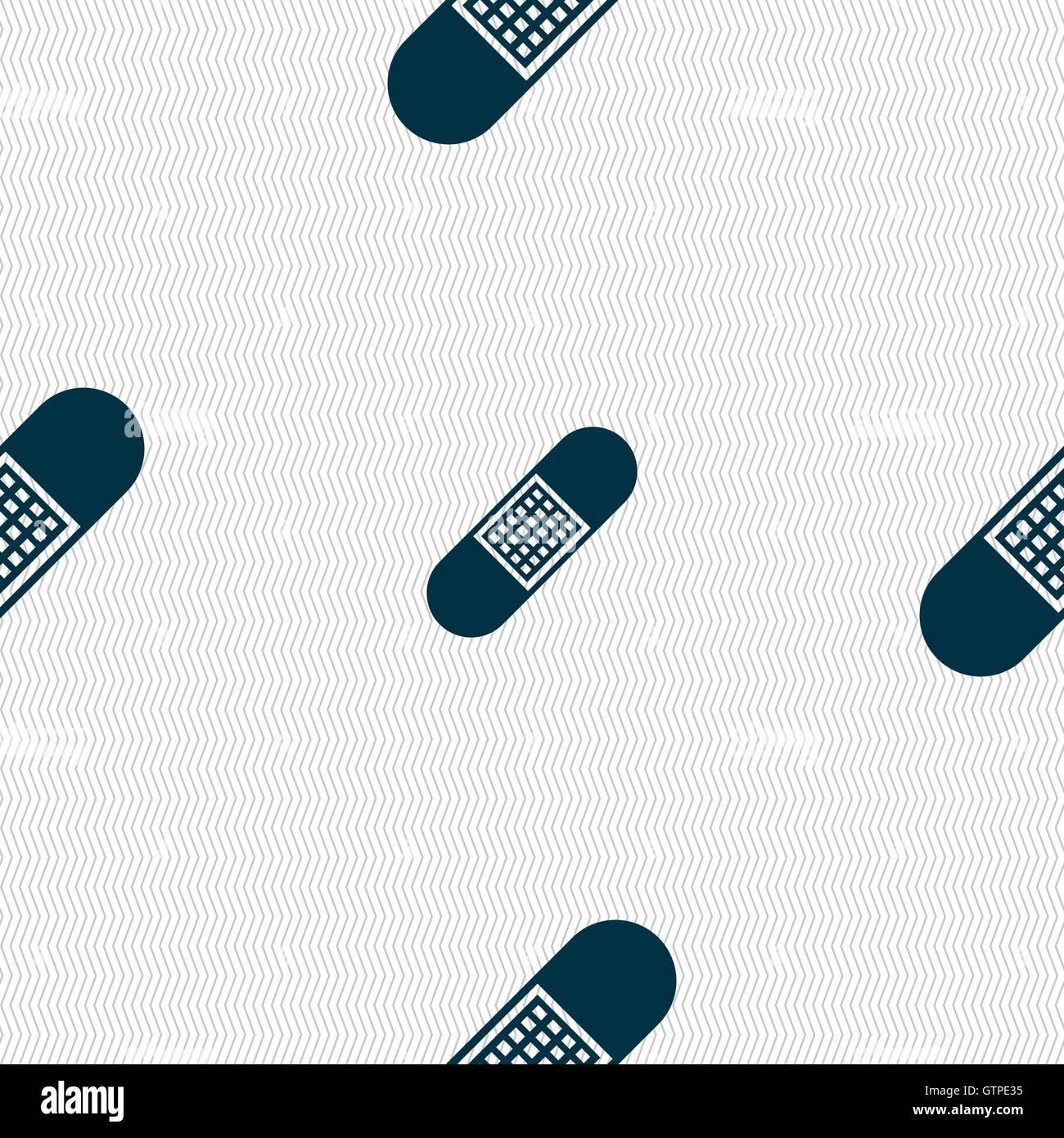 Band Aid Icon sign. Seamless pattern with geometric texture. Vector ...