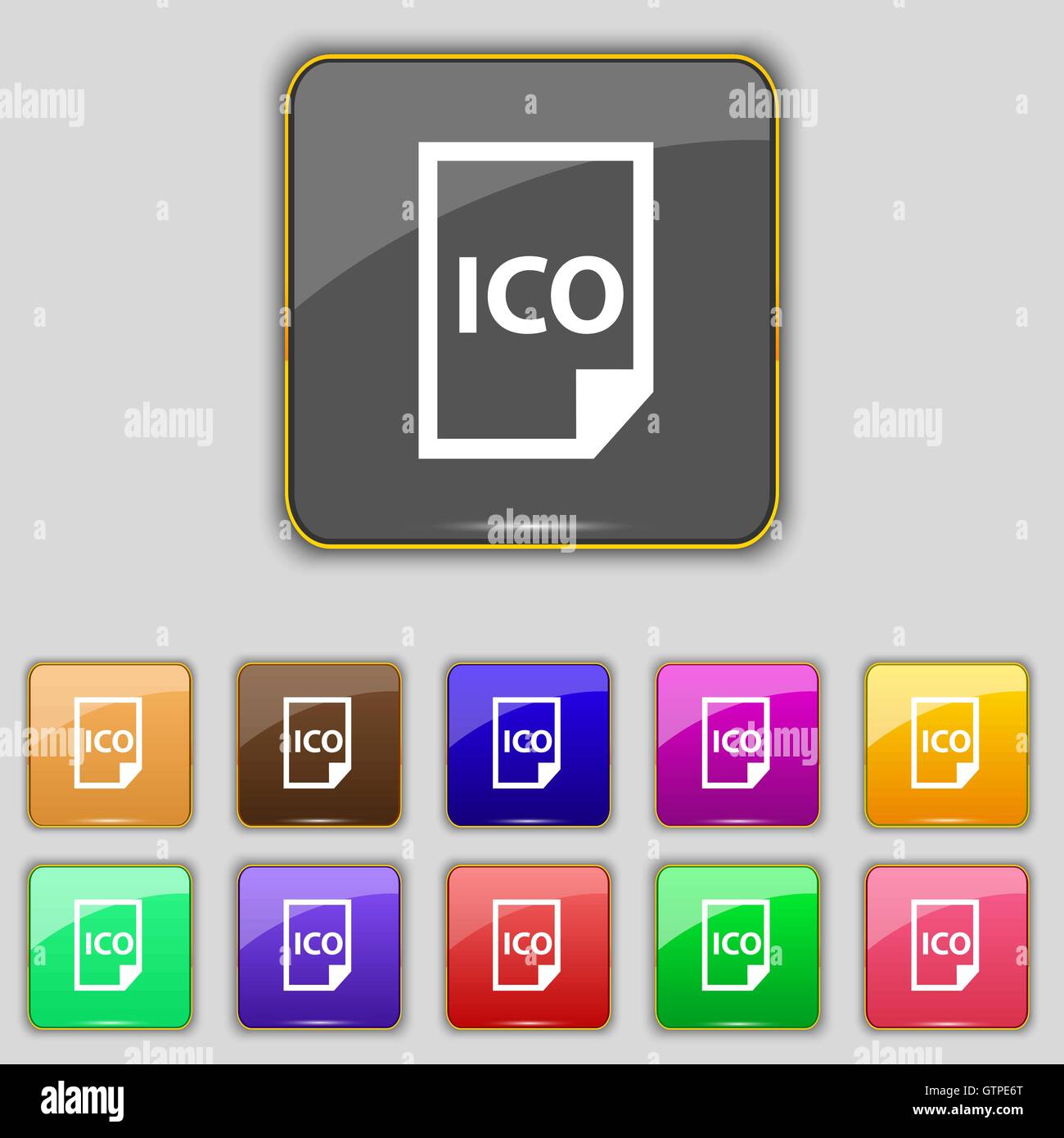 file ico icon sign. Set with eleven colored buttons for your site ...