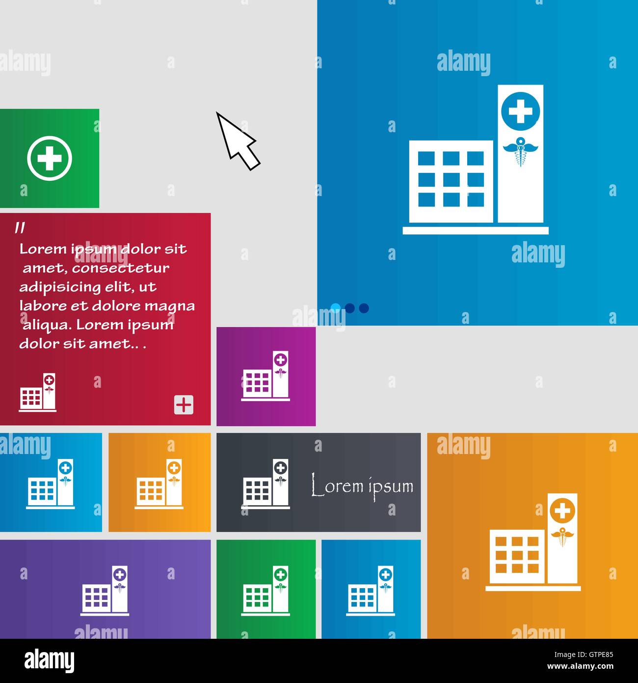 Hospital icon sign. buttons. Modern interface website buttons with cursor pointer. Vector Stock ...