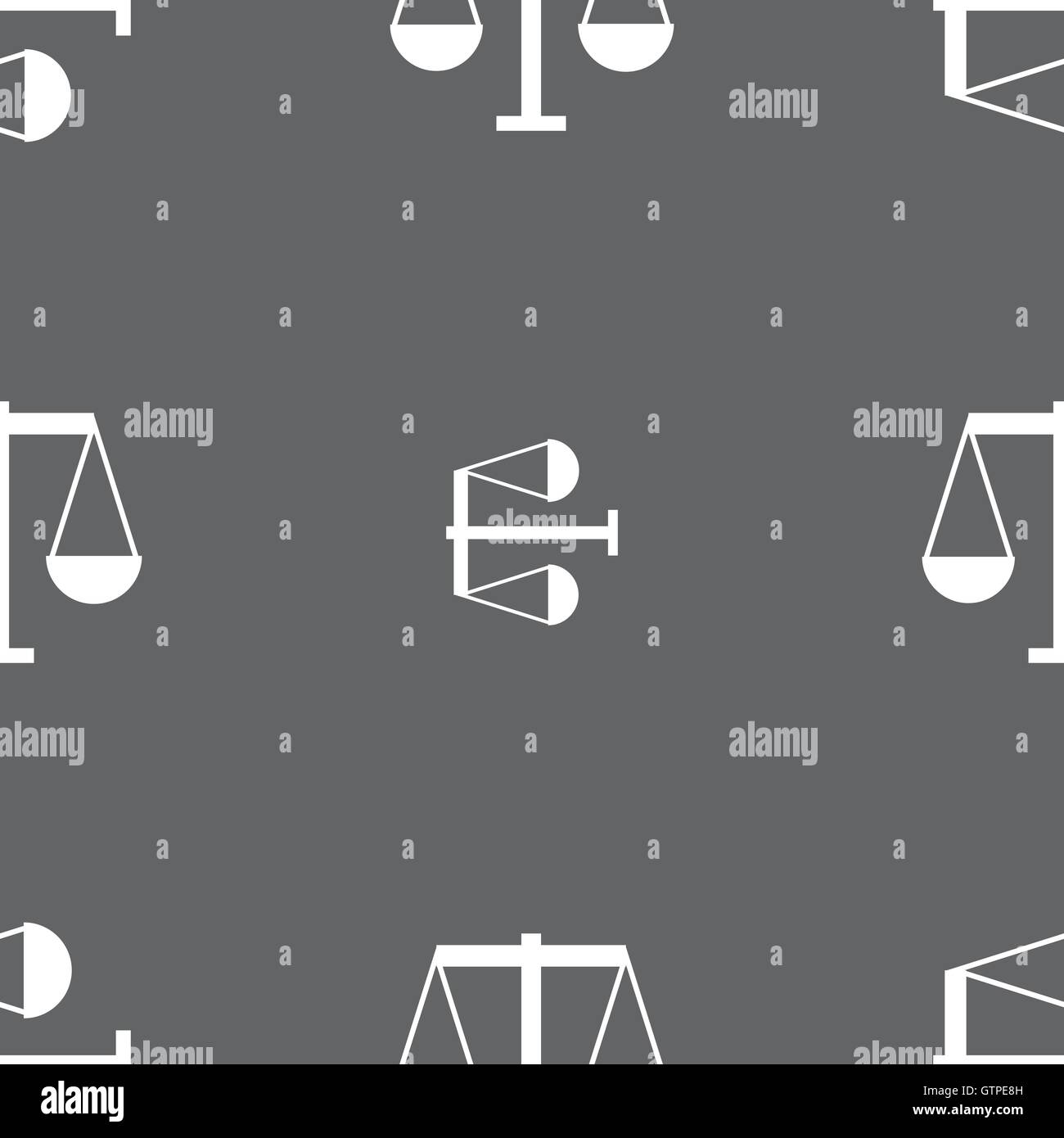 Scales of Justice icon sign. Seamless pattern on a gray background ...