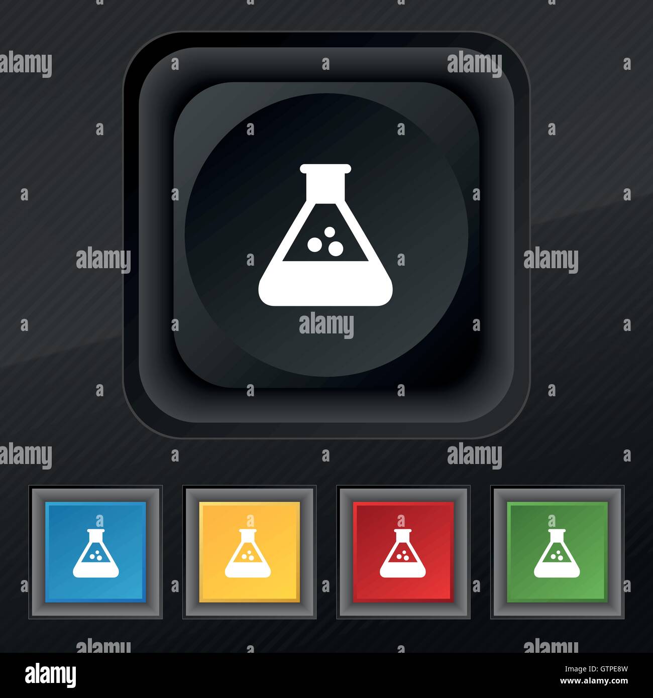 chemistry icon symbol. Set of five colorful, stylish buttons on black ...