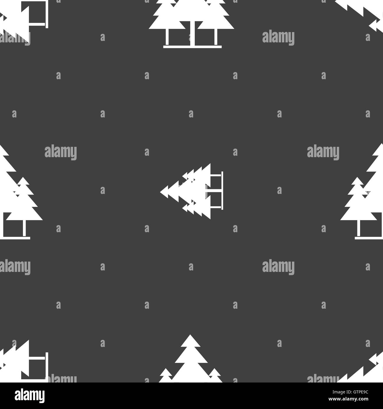 christmas tree icon sign. Seamless pattern on a gray background. Vector ...
