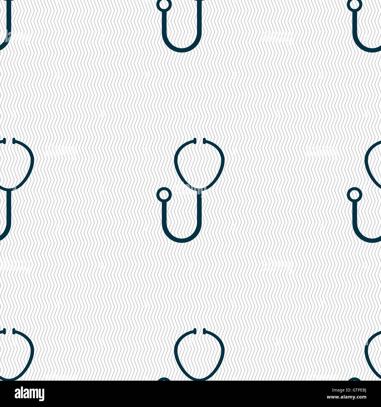 Stethoscope Icon sign. Seamless pattern with geometric texture. Vector ...