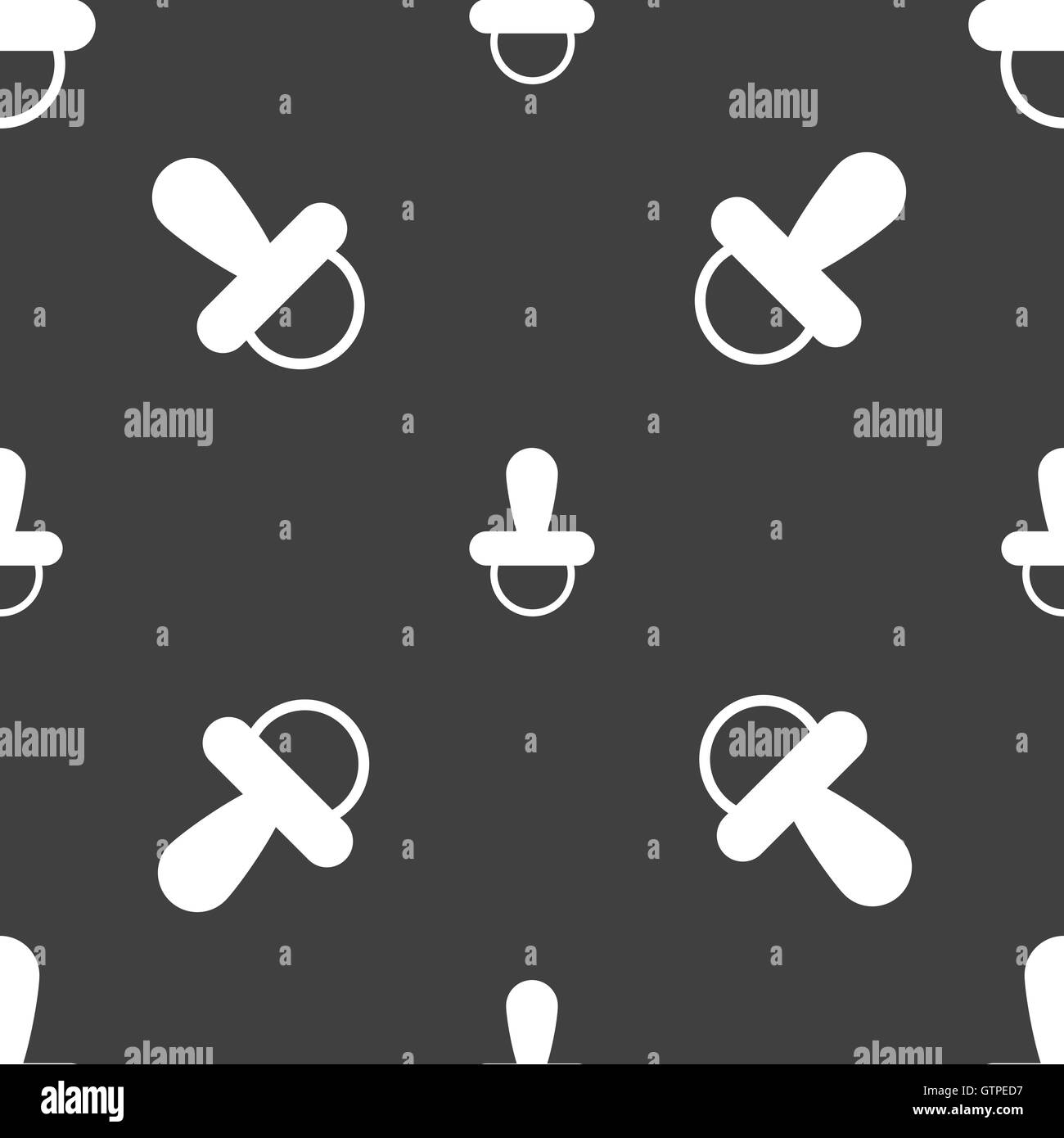 baby pacifier icon sign. Seamless pattern on a gray background. Vector ...