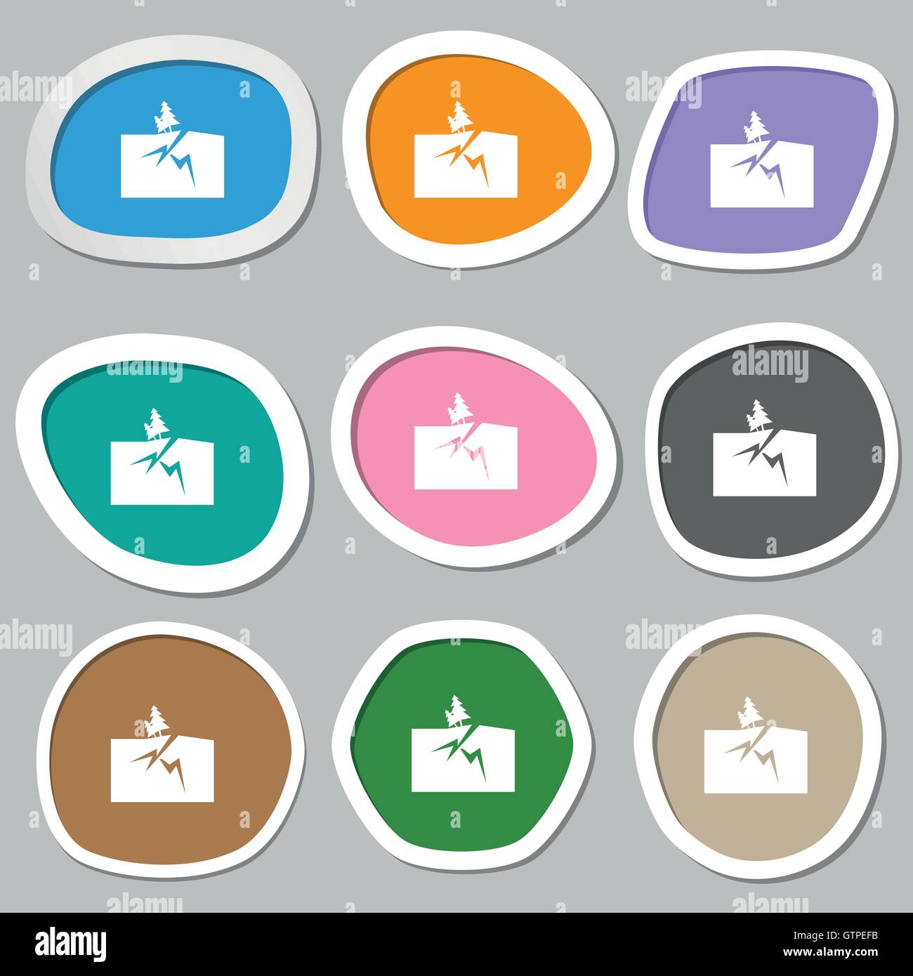 Property insurance icon symbols. Multicolored paper stickers. Vector ...
