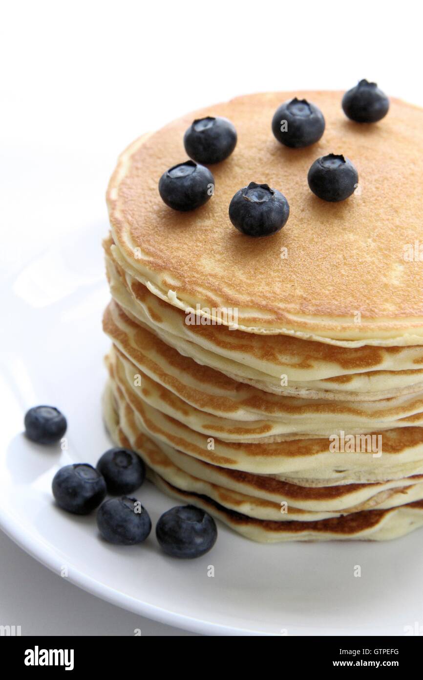 Stack of blueberry pancakes Stock Photo - Alamy