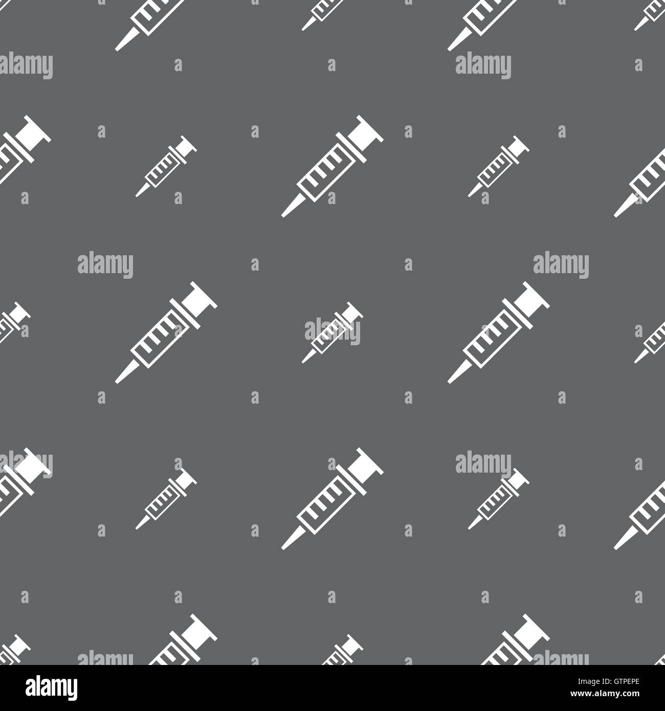 Syringe icon sign. Seamless pattern on a gray background. Vector Stock ...