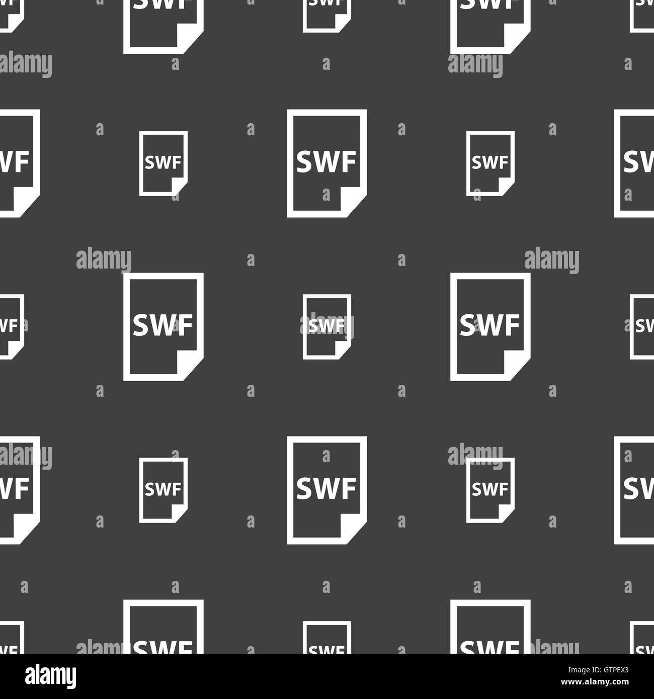 SWF File icon sign. Seamless pattern on a gray background. Vector Stock ...