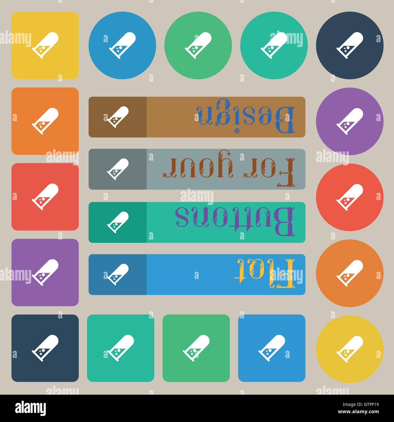 chemistry icon sign. Set of twenty colored flat, round, square and ...