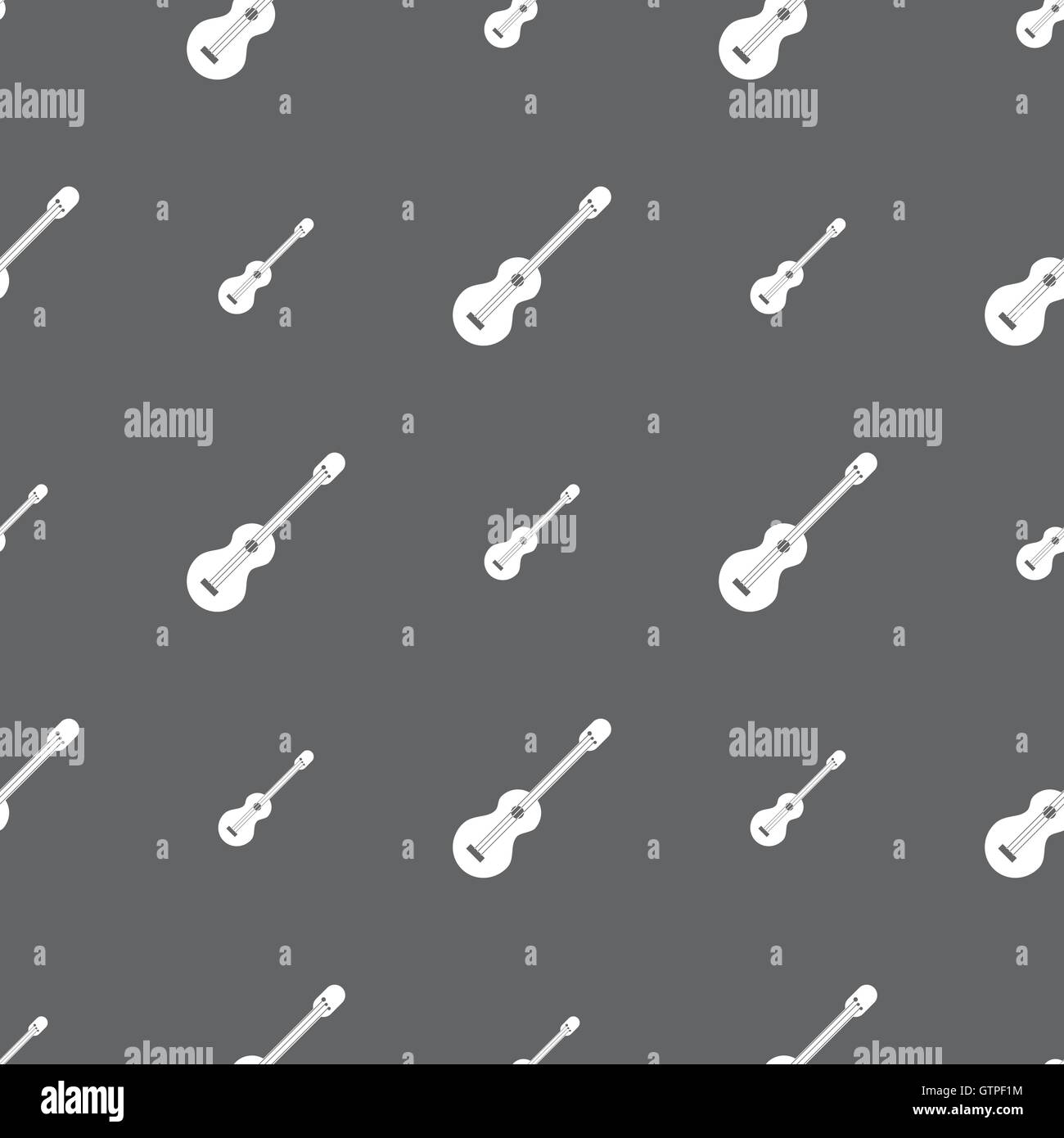 acoustic guitar icon sign. Seamless pattern on a gray background ...
