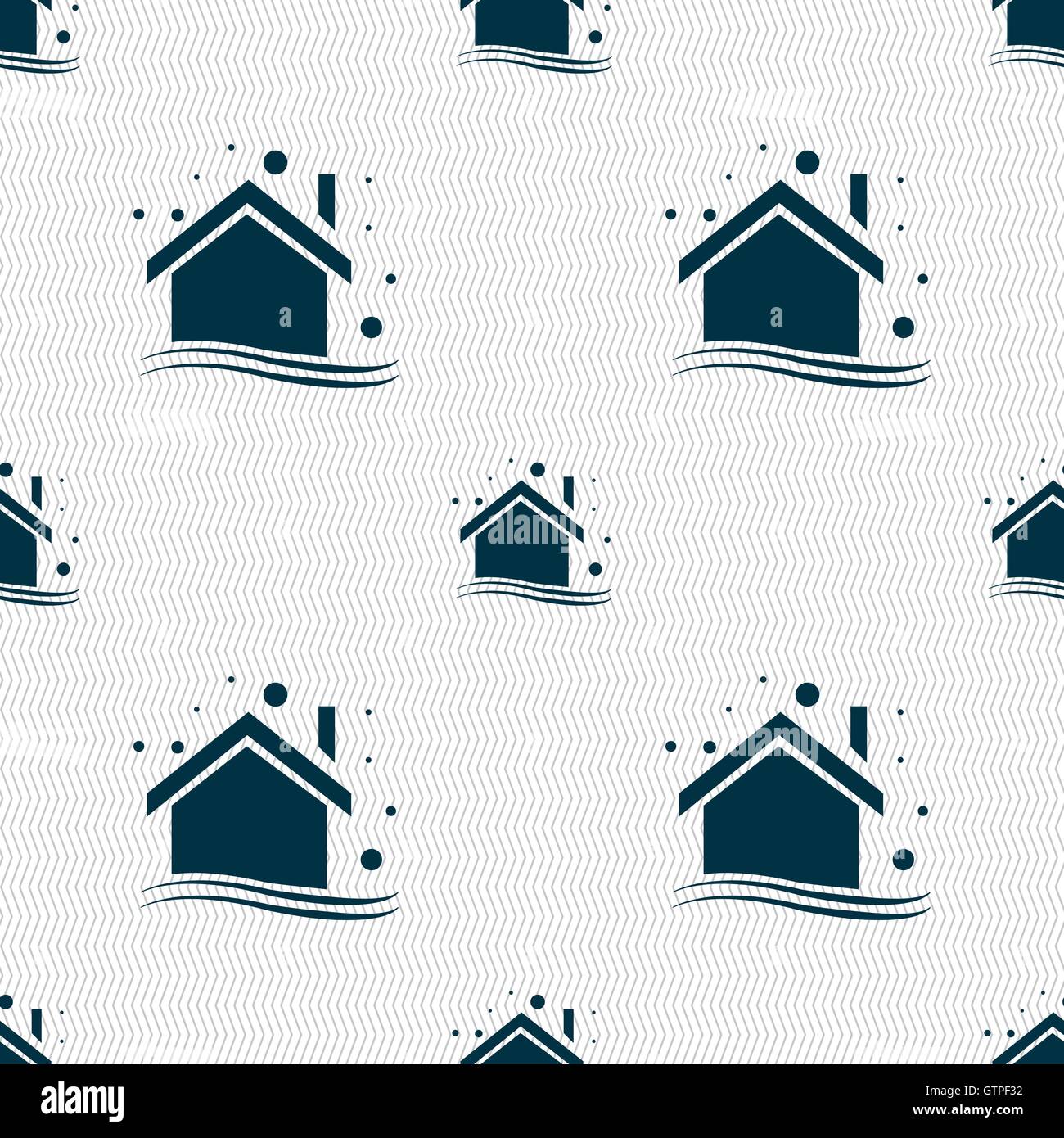 Winter house icon sign. Seamless pattern with geometric texture. Vector ...