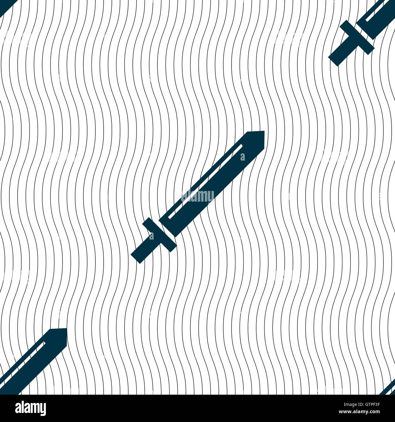 Sword icon sign. Seamless pattern with geometric texture. Vector Stock ...