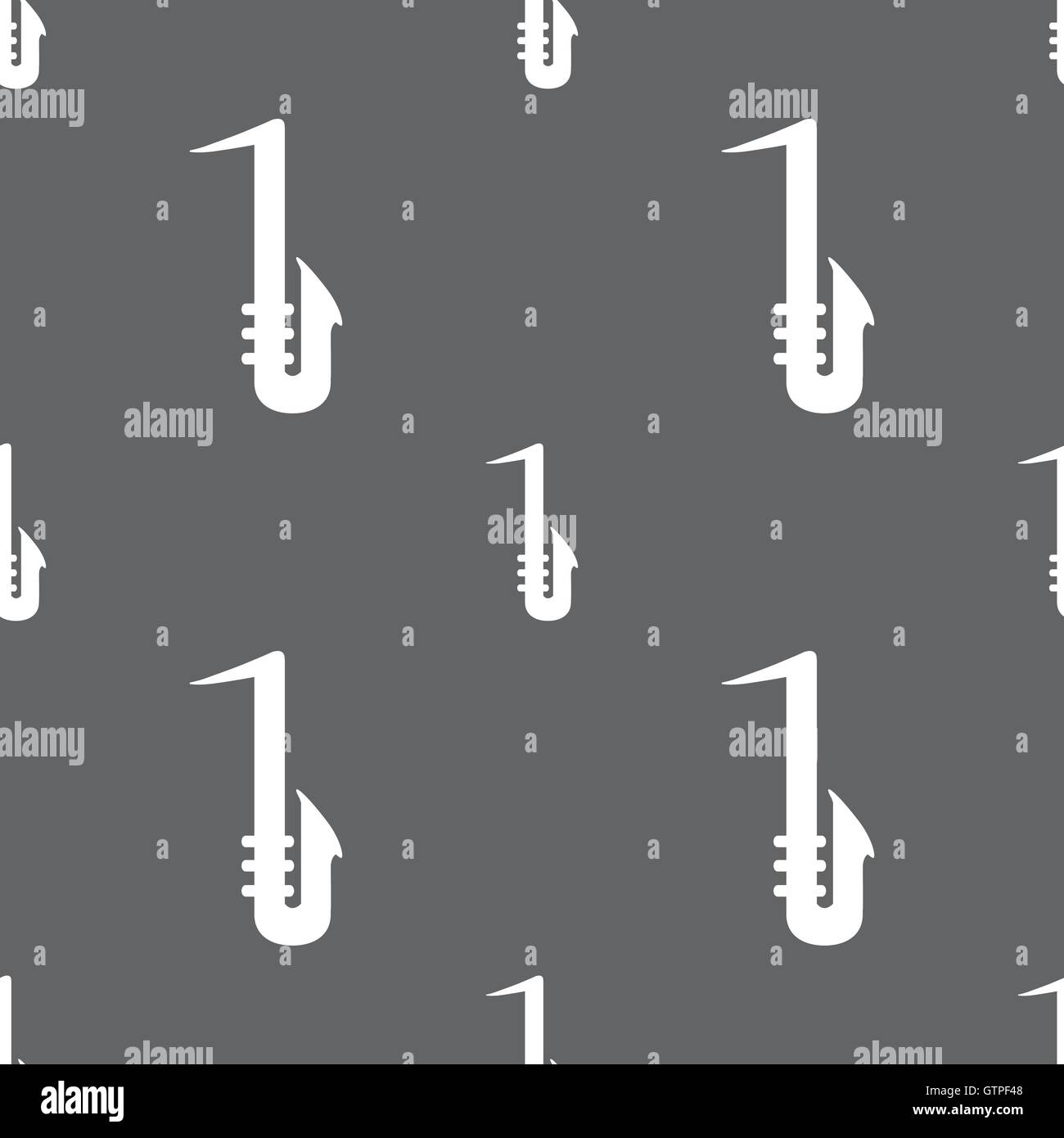 Saxophone icon sign. Seamless pattern on a gray background. Vector ...