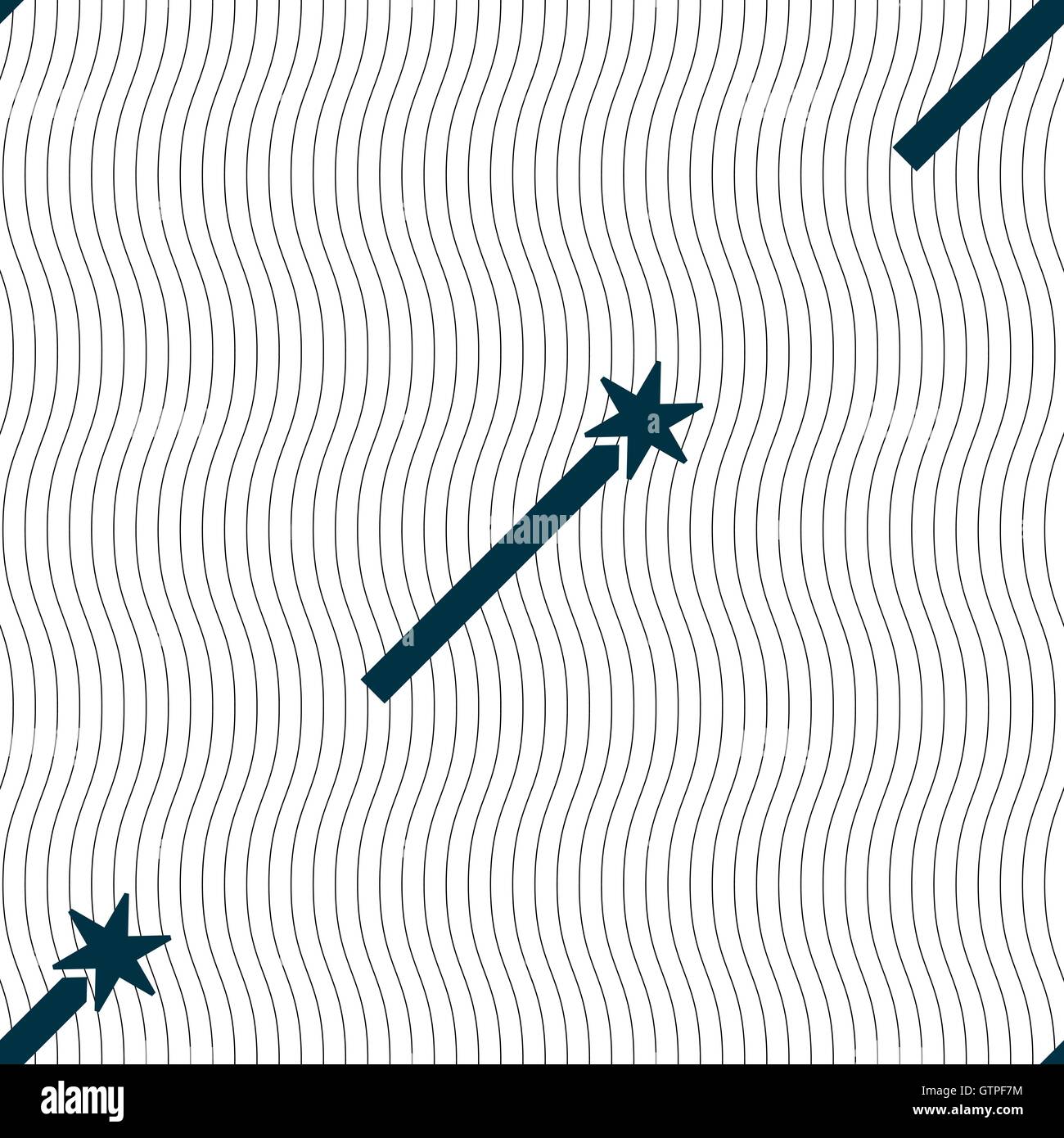 Magic Wand Icon sign. Seamless pattern with geometric texture. Vector ...