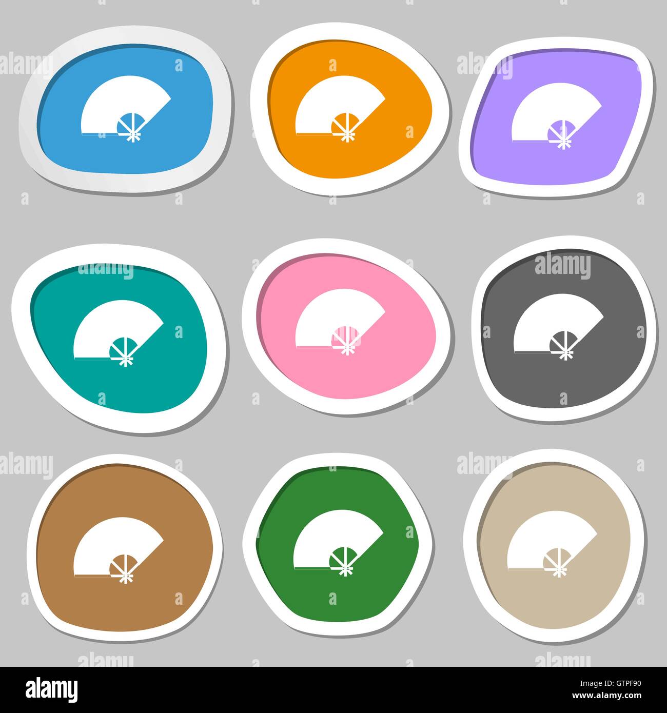 Fan icon symbols. Multicolored paper stickers. Vector Stock Vector ...