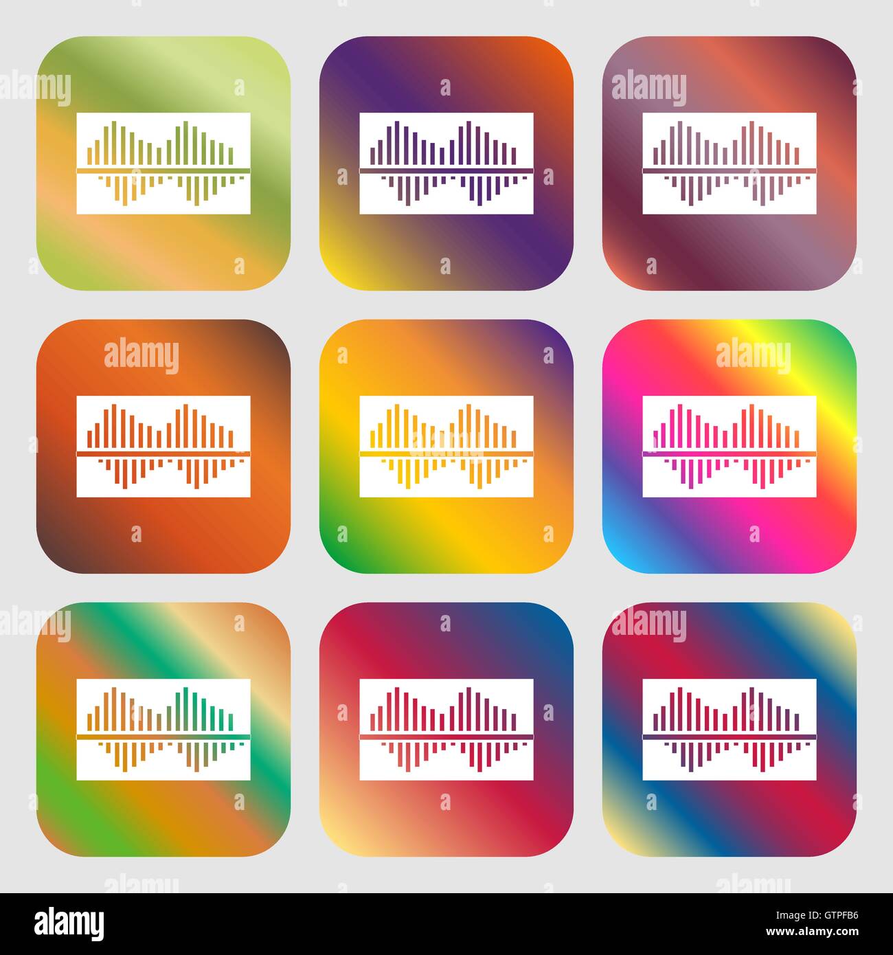 Equalizer icon . Nine buttons with bright gradients for beautiful ...