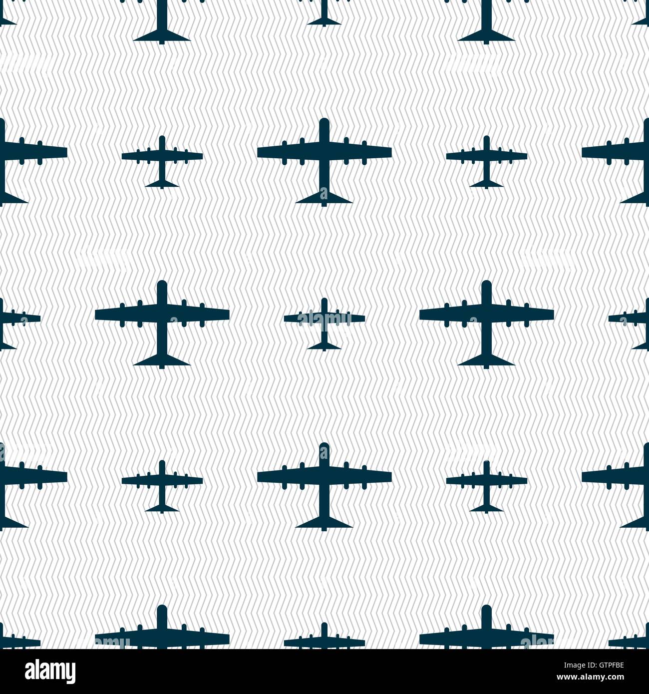 Plane icon sign. Seamless pattern with geometric texture. Vector Stock ...