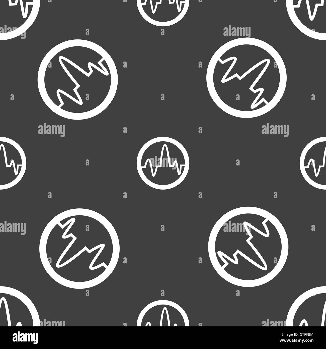 pulse Icon sign. Seamless pattern on a gray background. Vector Stock ...