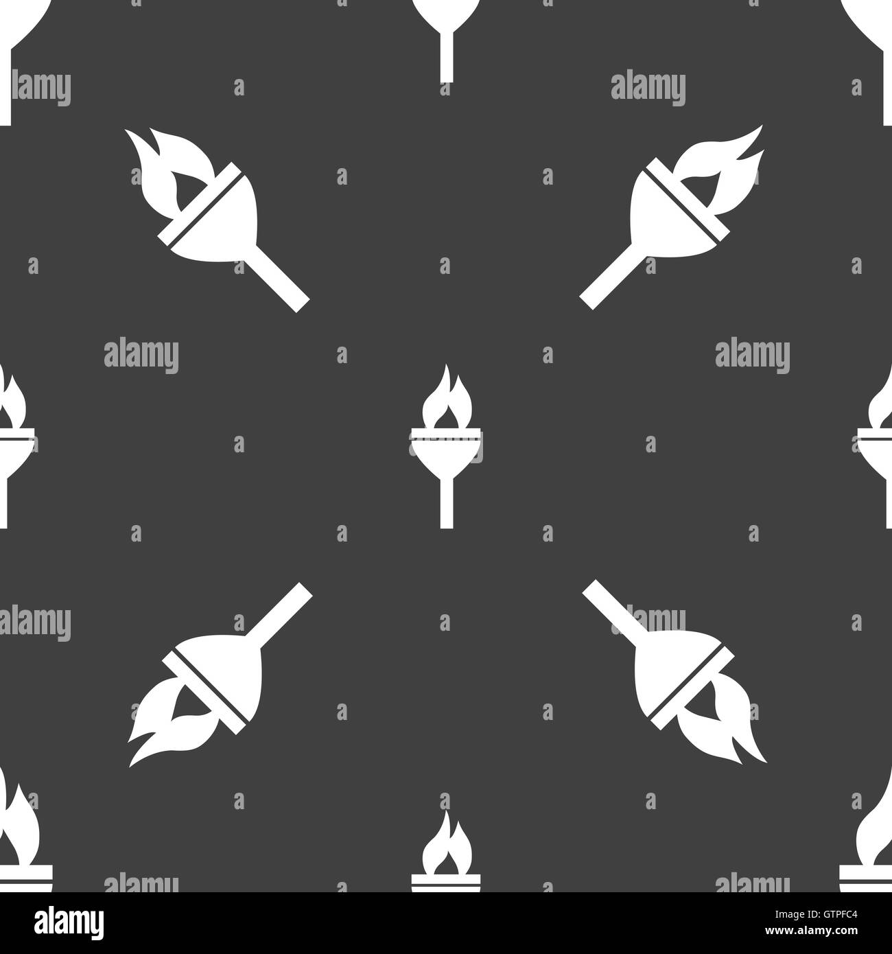 Torch icon sign. Seamless pattern on a gray background. Vector Stock ...