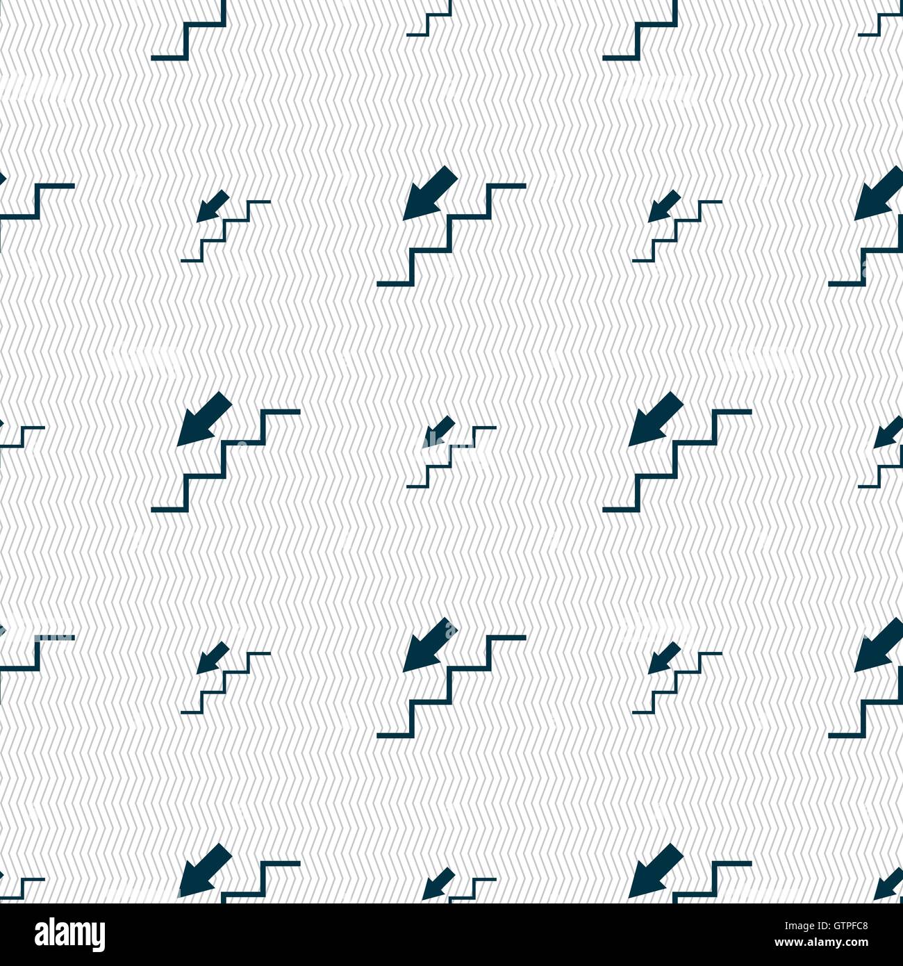 descent down icon sign. Seamless pattern with geometric texture. Vector ...