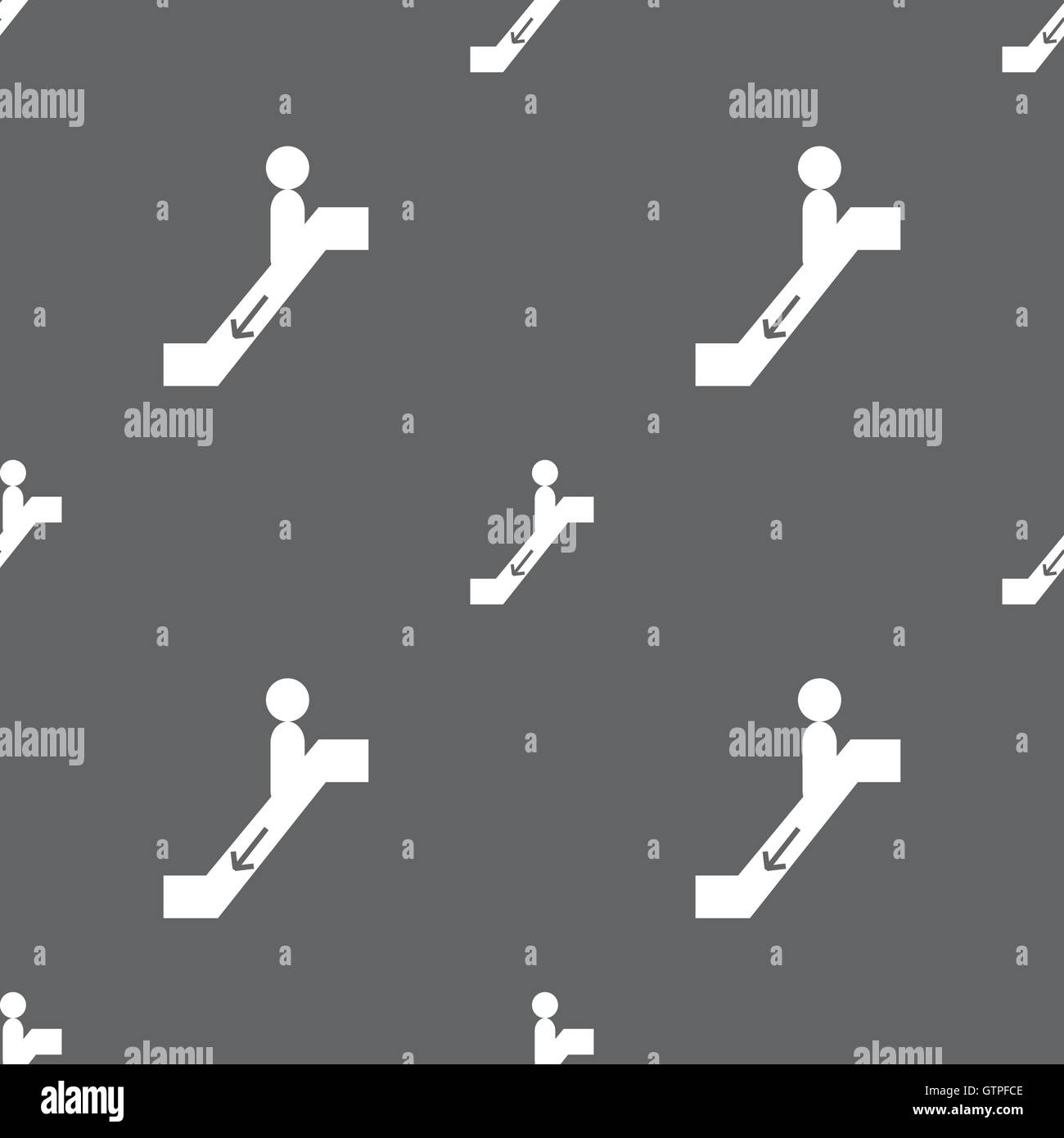 escalator down Icon sign. Seamless pattern on a gray background. Vector ...