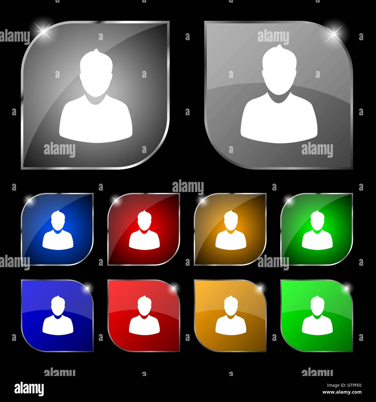 avatar Icon sign. Set of ten colorful buttons with glare. Vector Stock ...