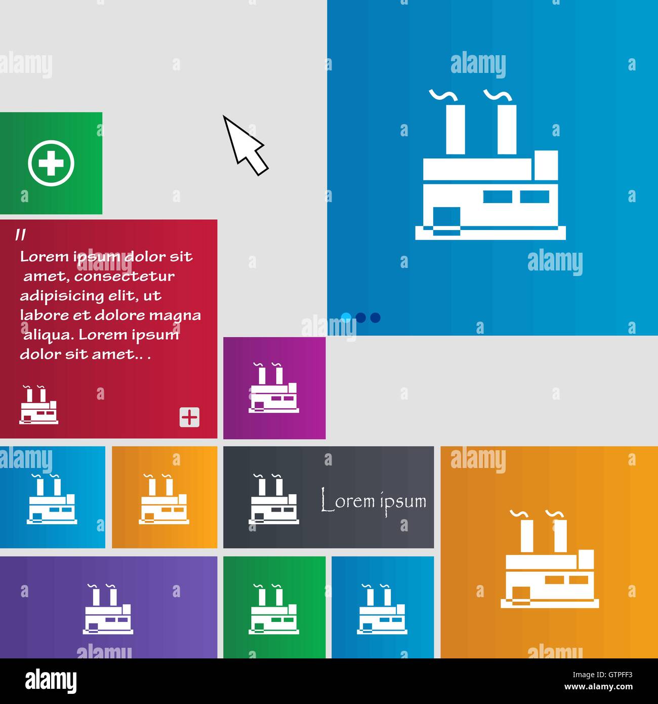 factory icon sign. buttons. Modern interface website buttons with ...