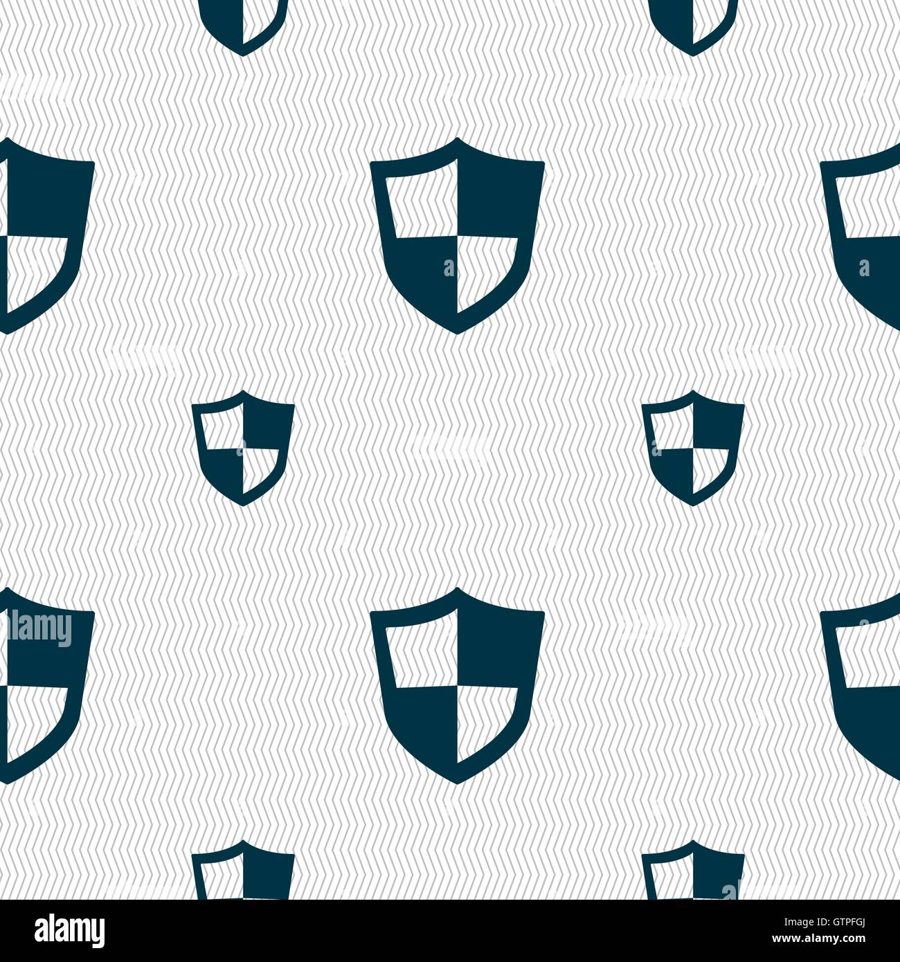 shield icon sign. Seamless pattern with geometric texture. Vector Stock ...