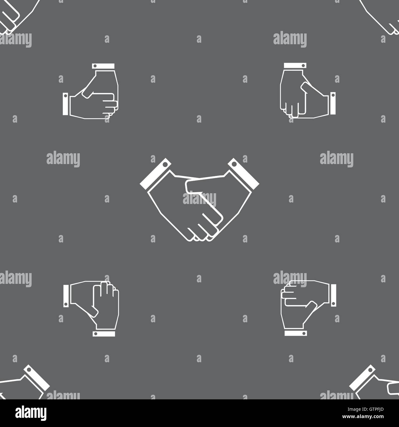 Handshake icon sign. Seamless pattern on a gray background. Vector ...