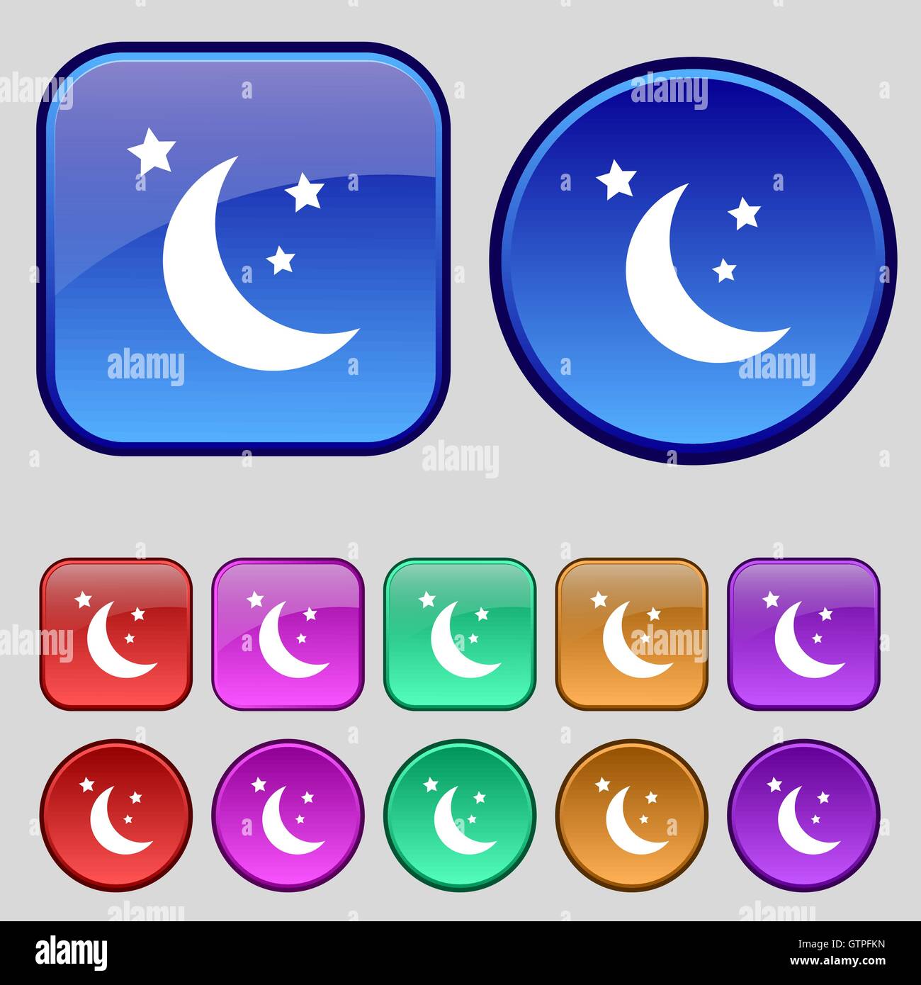 moon icon sign. A set of twelve vintage buttons for your design. Vector ...