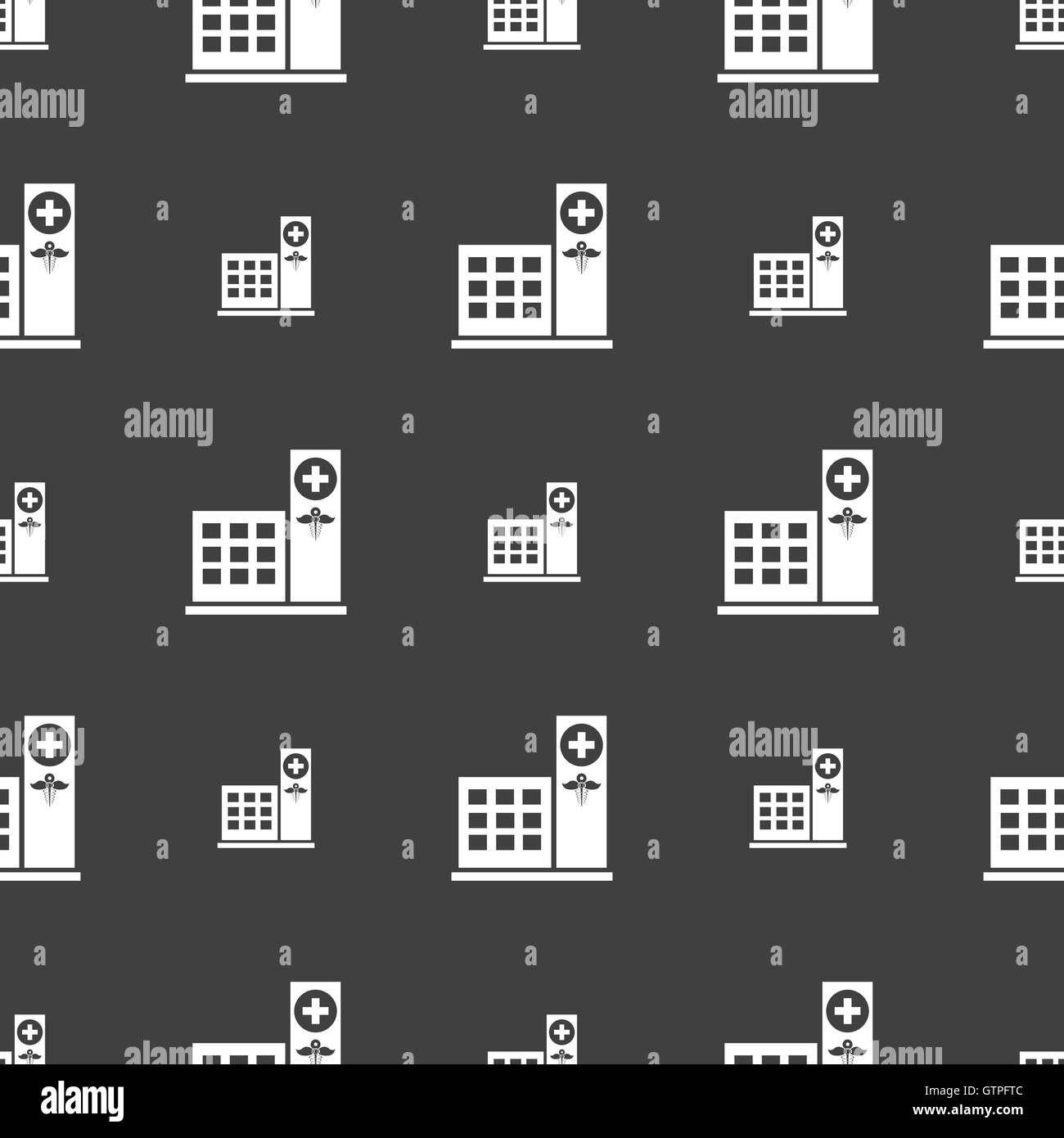 Hospital icon sign. Seamless pattern on a gray background. Vector Stock ...