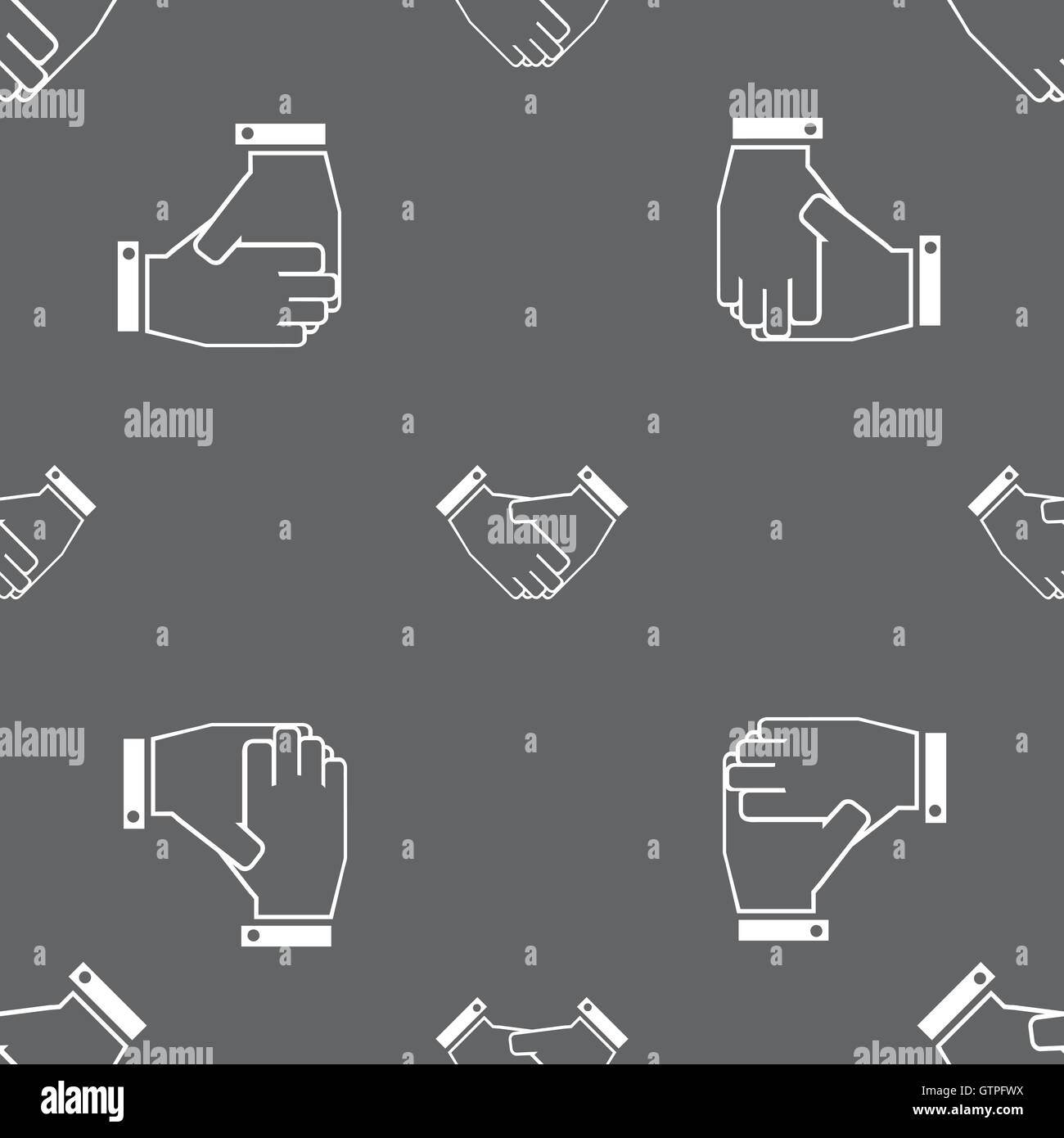 Handshake icon sign. Seamless pattern on a gray background. Vector ...