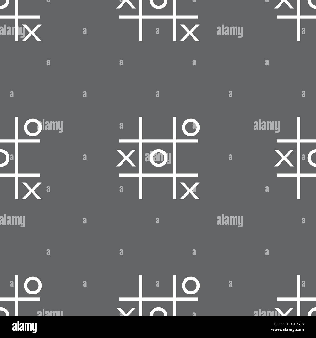 Tic tac toe game vector icon sign. Seamless pattern on a gray ...