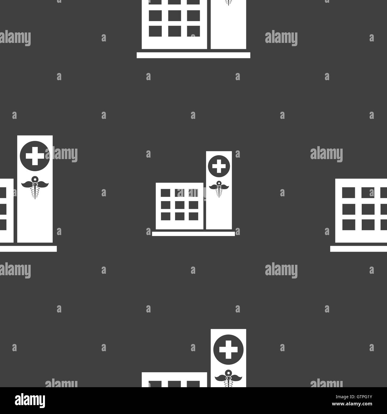 Hospital icon sign. Seamless pattern on a gray background. Vector Stock ...