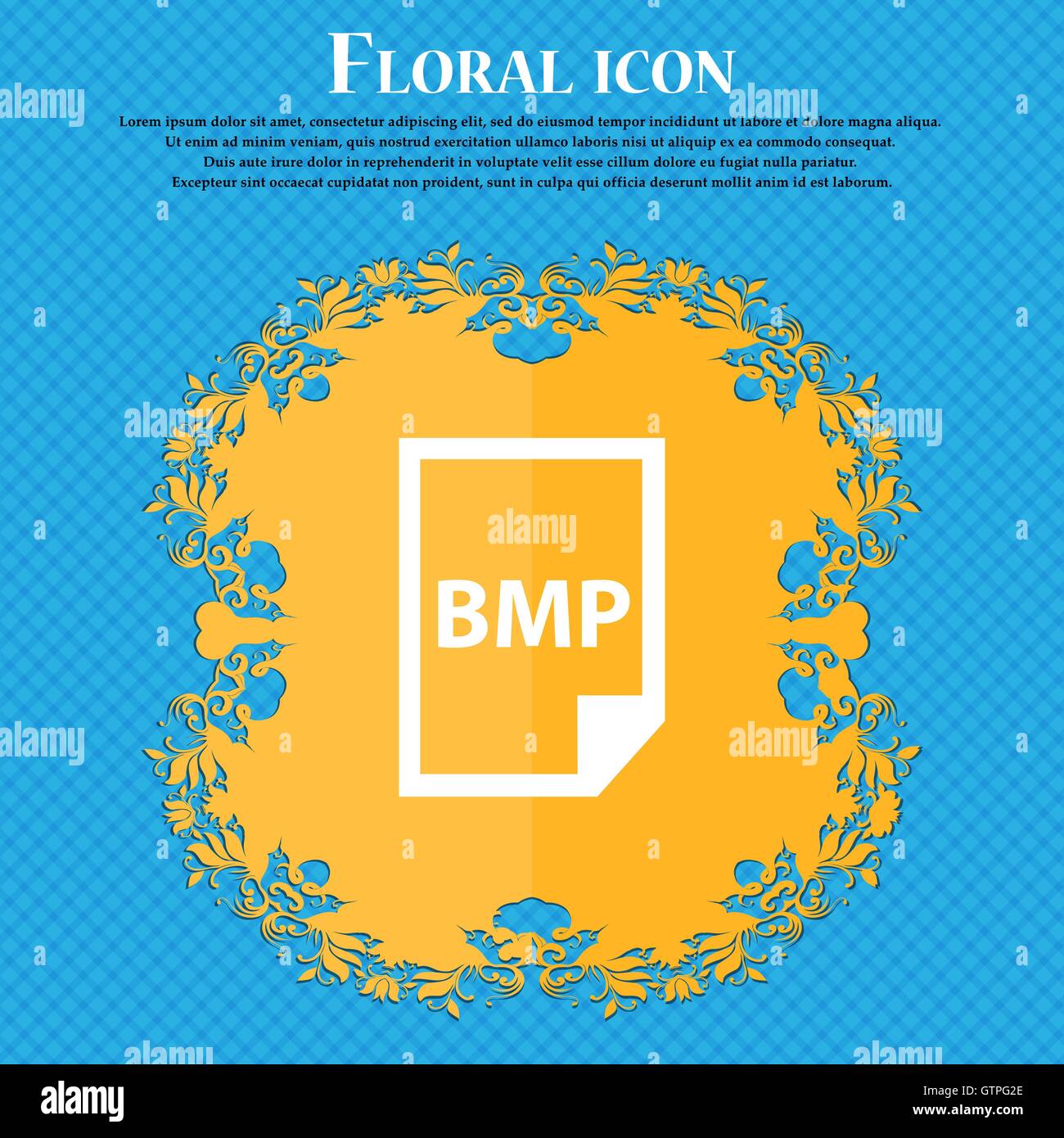BMP Icon icon. Floral flat design on a blue abstract background with ...
