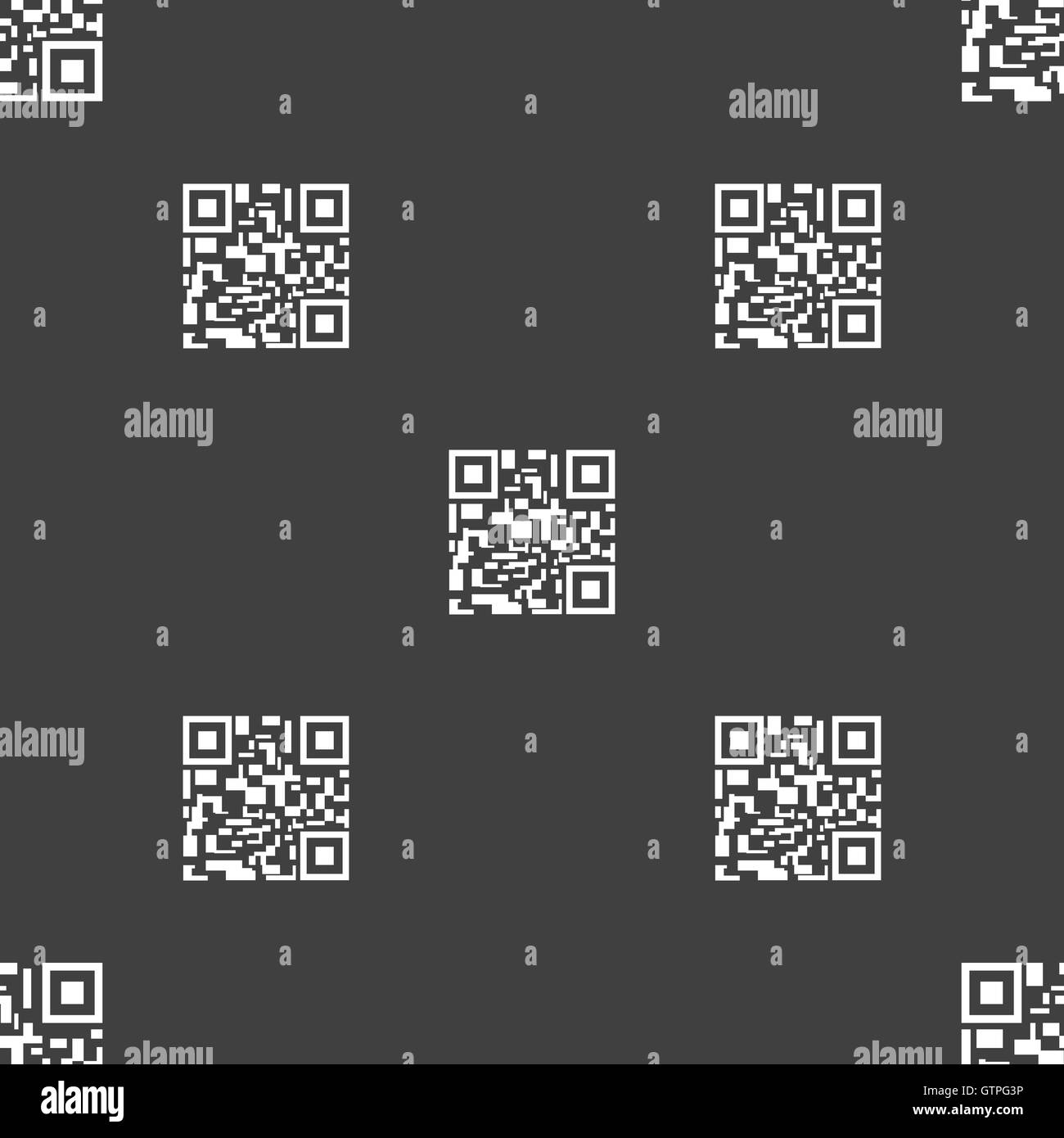 Barcode Icon sign. Seamless pattern on a gray background. Vector Stock ...