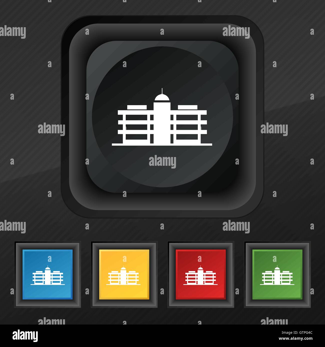 Business center icon symbol. Set of five colorful, stylish buttons on ...