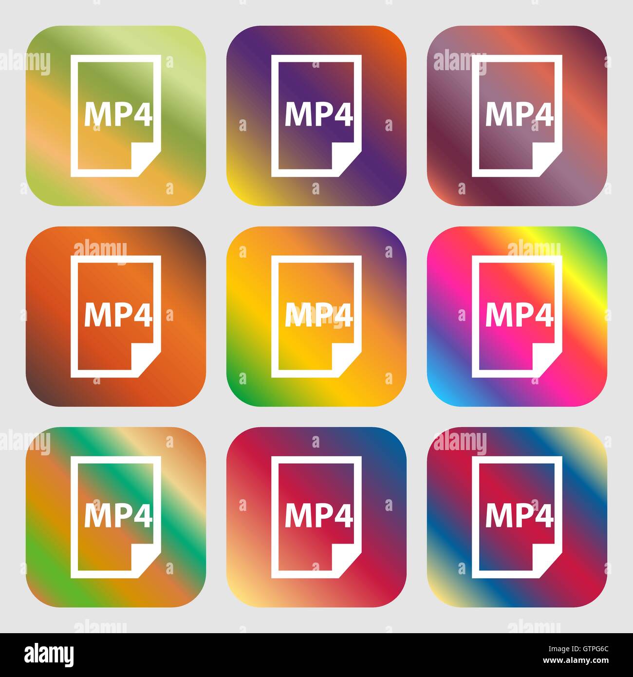MP4 Icon . Nine buttons with bright gradients for beautiful design ...