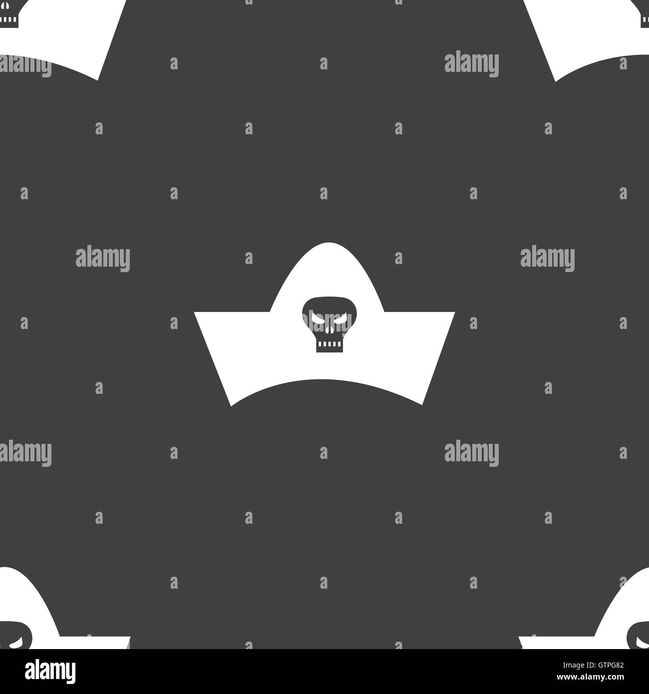 black pirate hat with skull and crossbones icon sign. Seamless pattern ...