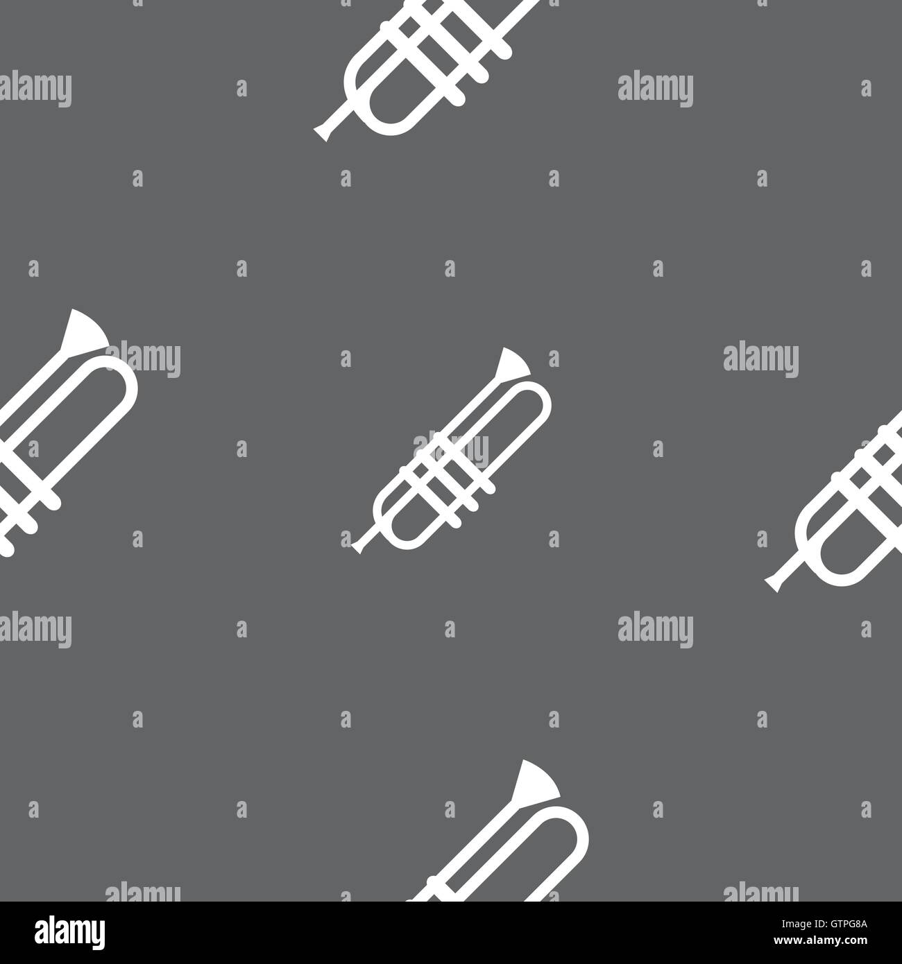 Trumpet icons sign. Seamless pattern on a gray background. Vector Stock ...