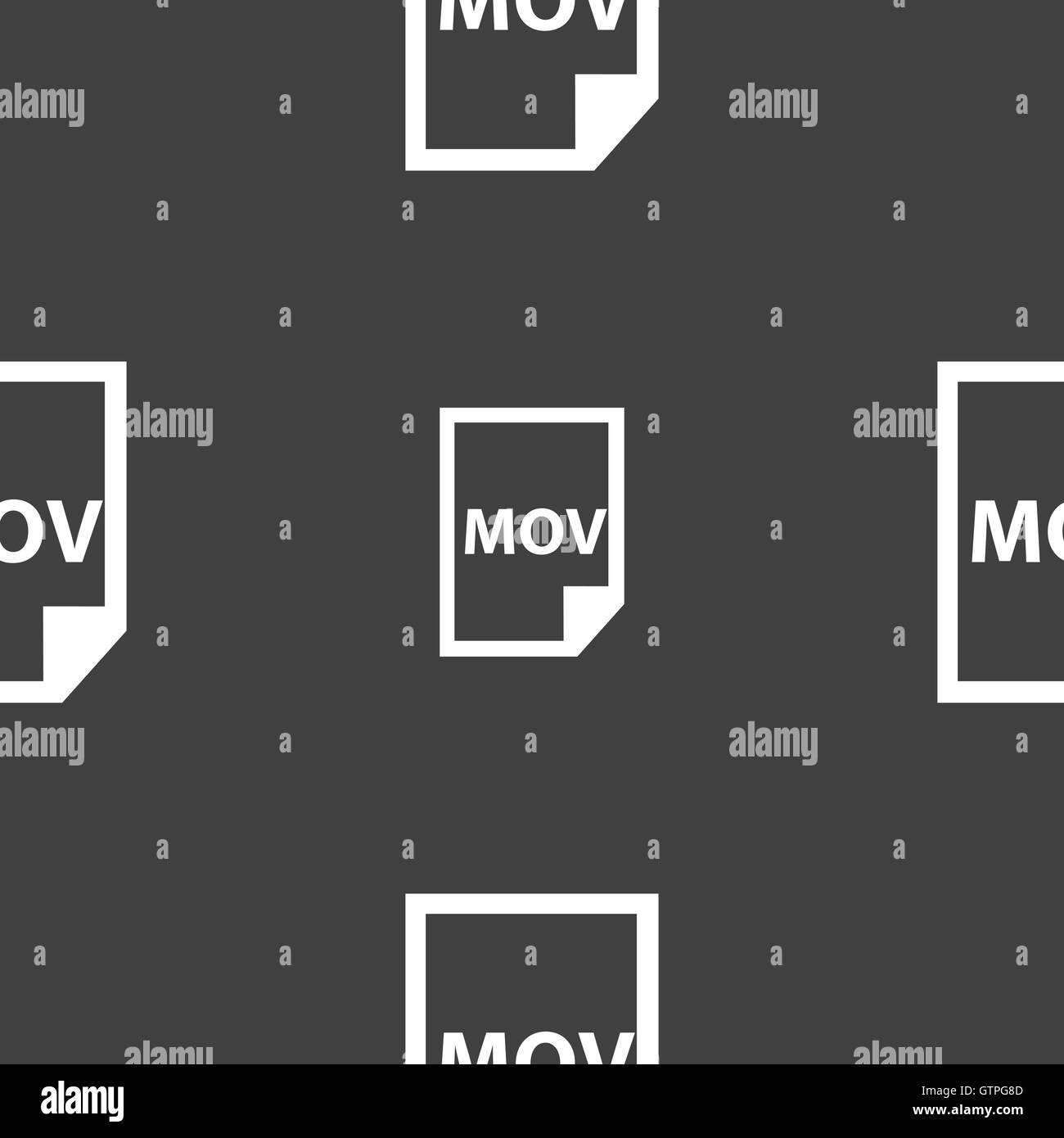 mov file format icon sign. Seamless pattern on a gray background ...