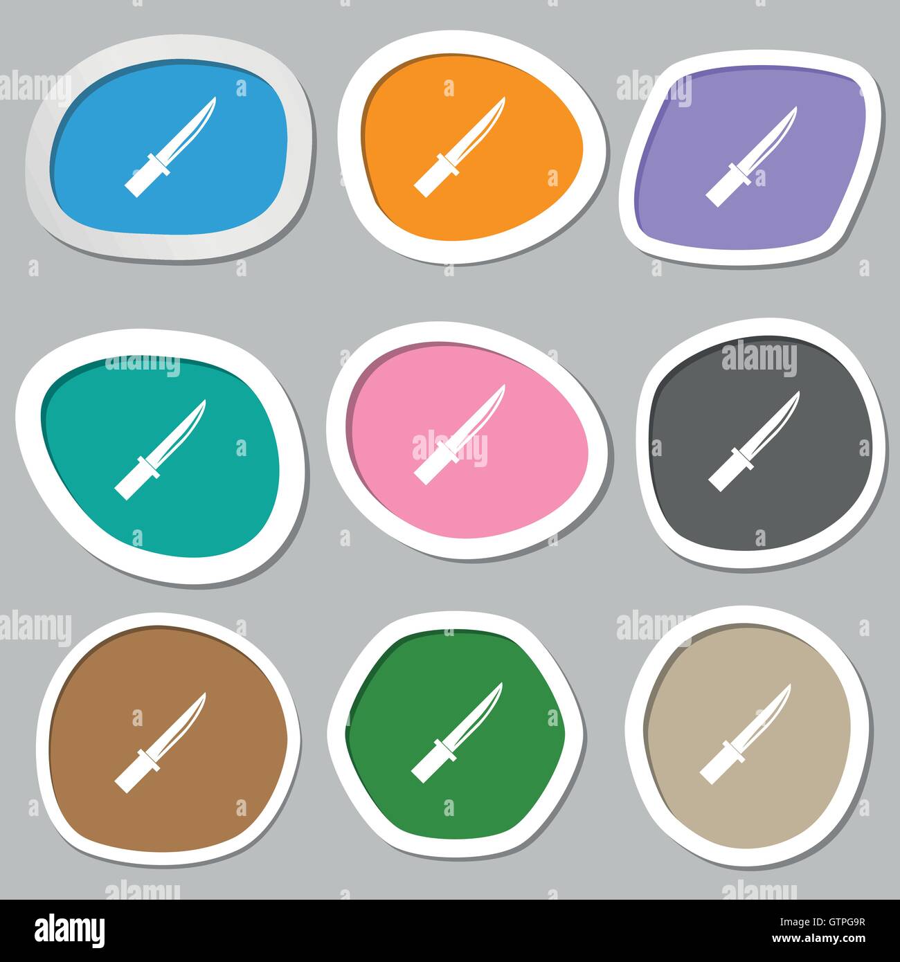 knife icon symbols. Multicolored paper stickers. Vector Stock Vector ...