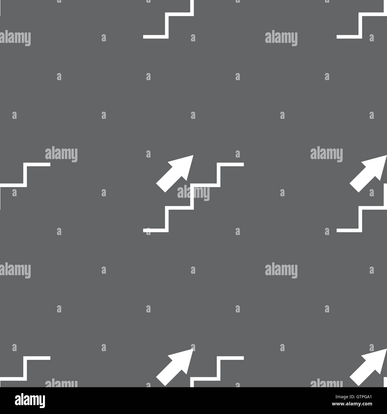 Stairs going up icon sign. Seamless pattern on a gray background ...