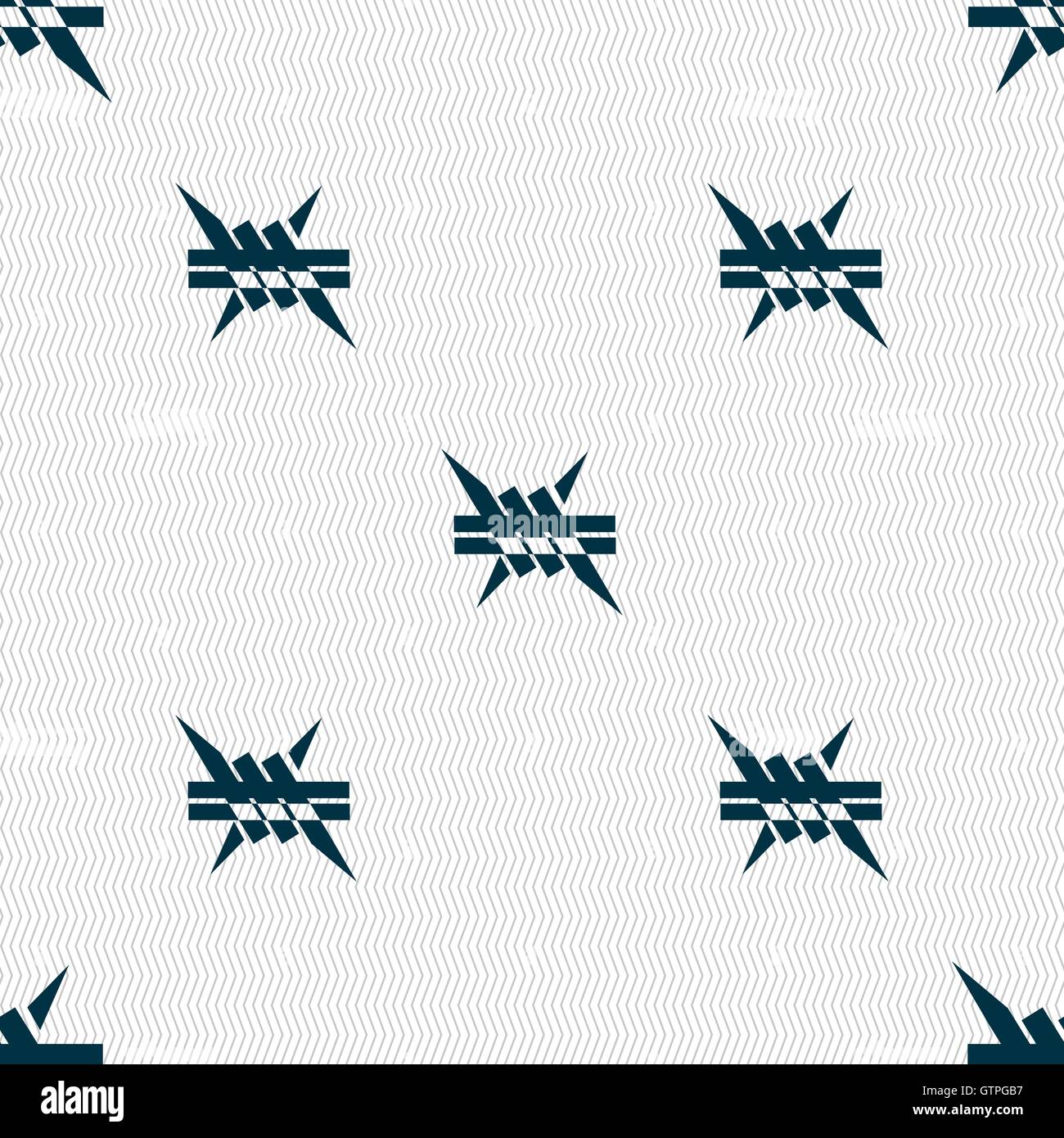 Barbed wire icon. sign. Seamless pattern with geometric texture. Vector ...