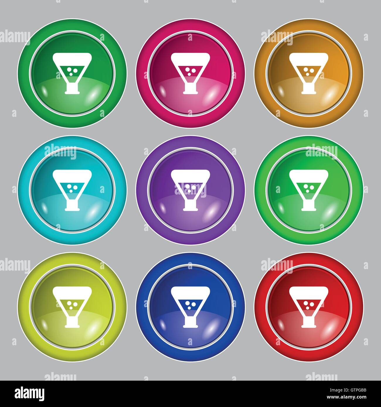 chemistry icon sign. symbol on nine round colourful buttons. Vector ...