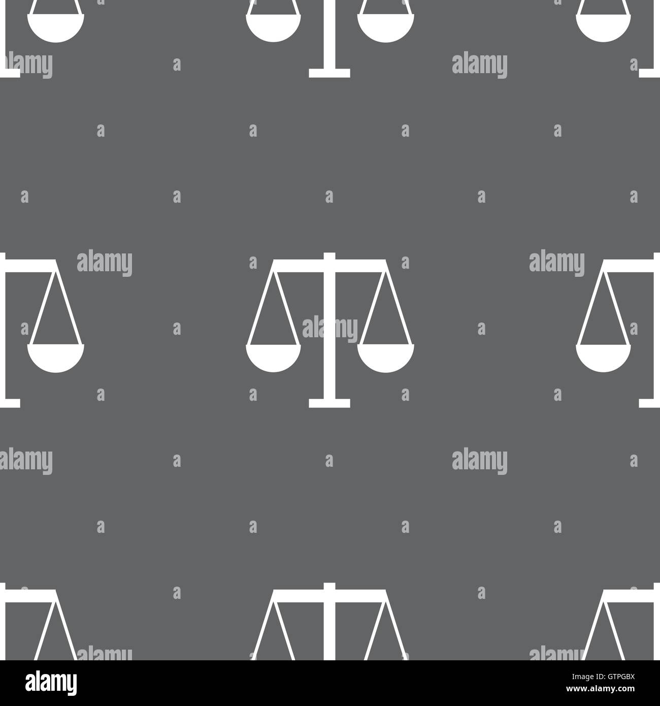 Scales of Justice icon sign. Seamless pattern on a gray background ...